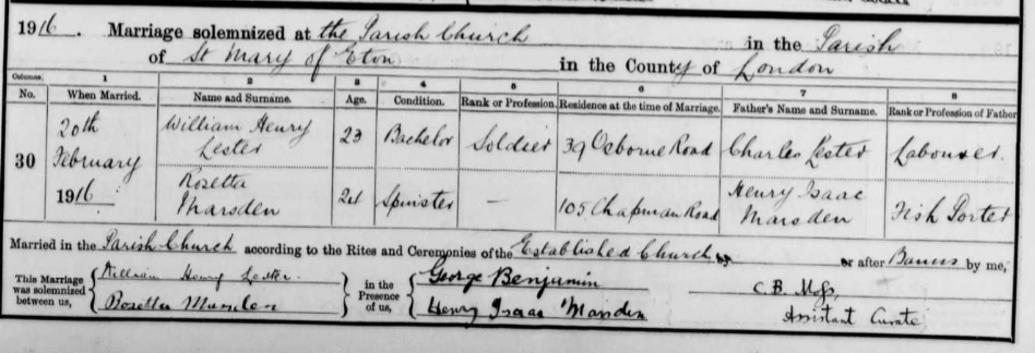 Minor Pieces 90: William Edward Henry Lester and Rosetta Marsden ...